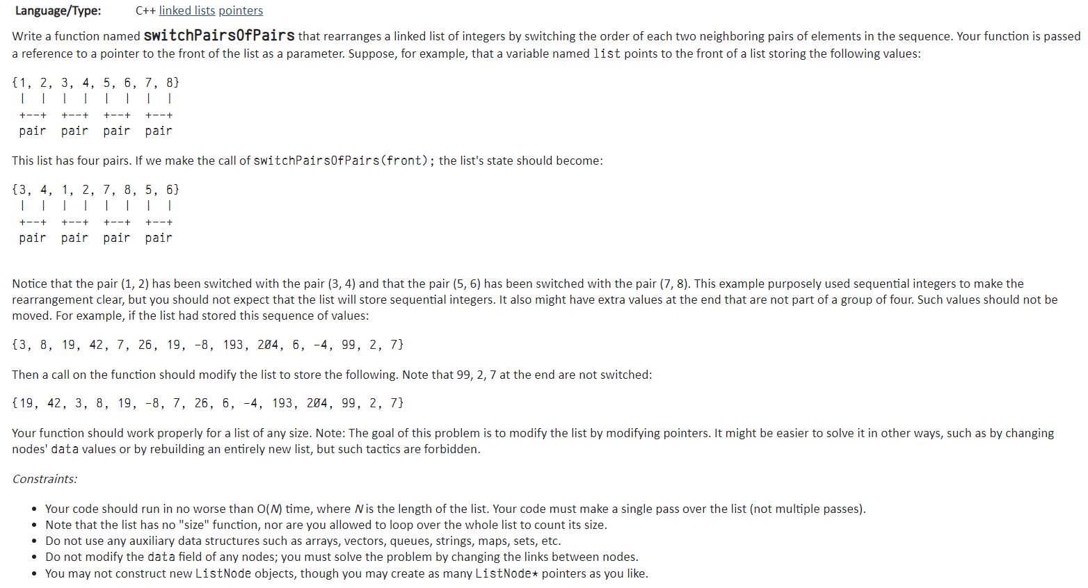 Solved Language/Type: C++ linked lists pointers Write a | Chegg.com