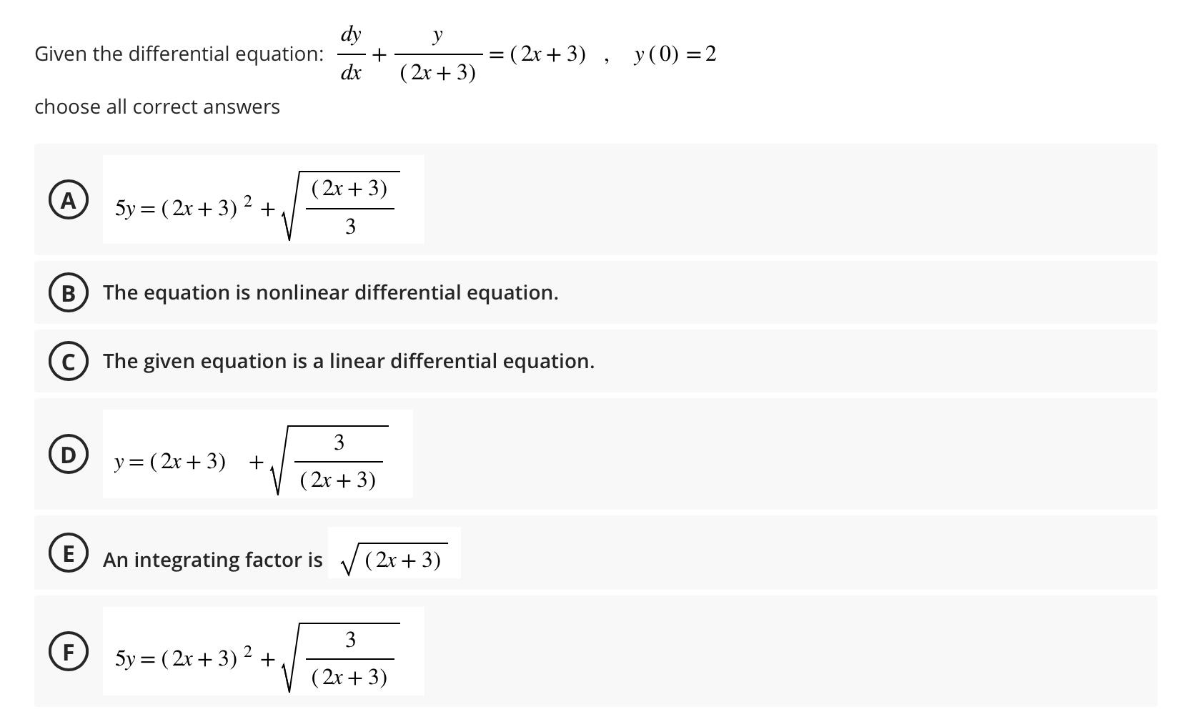Solved Given the differential equation: | Chegg.com