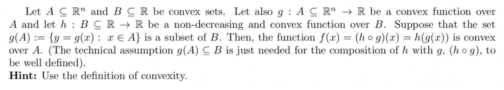 Solved = Let A C R™ and B C R be convex sets. Let also g: A | Chegg.com