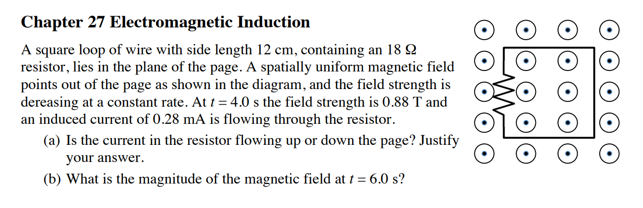 Solved Chapter 27 Electromagnetic Induction A square loop of | Chegg.com