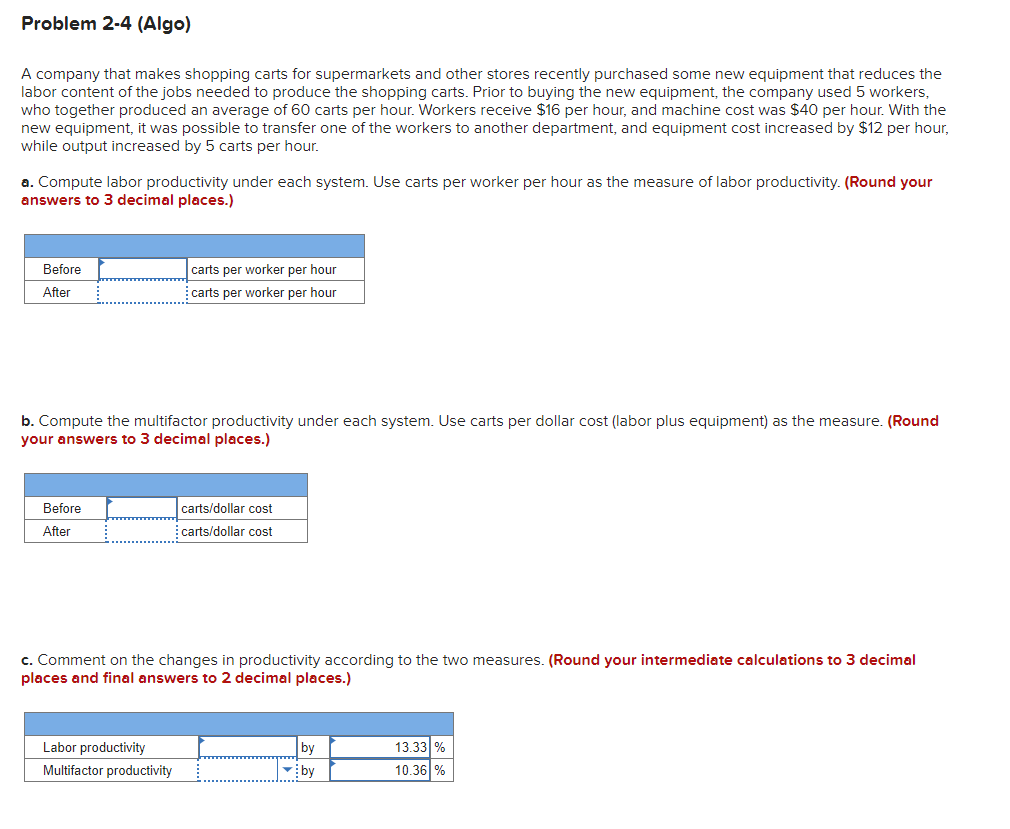 Solved Problem 2-4 (Algo)A company that makes shopping carts | Chegg.com