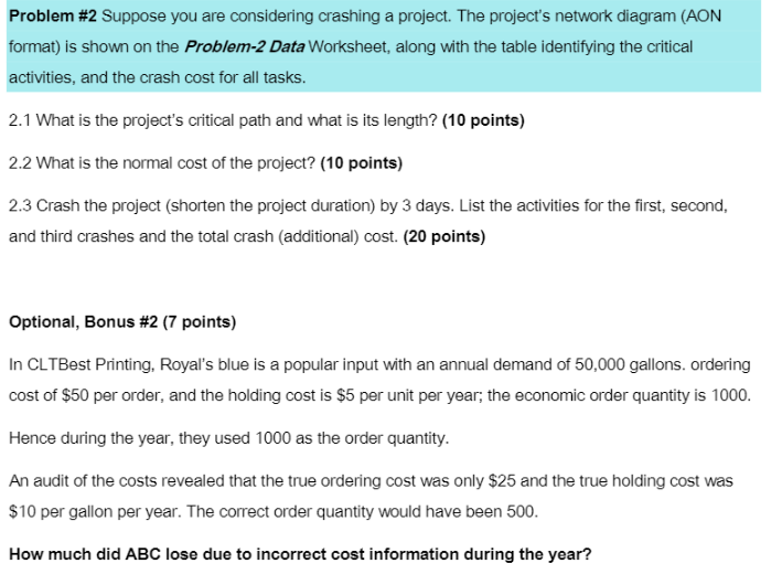 Solved Cost Information Crash Cost per Day? = 1000/1 Normal | Chegg.com