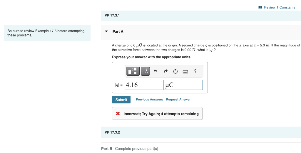 Solved Be sure to review Example 17.3 before attempting Part | Chegg.com