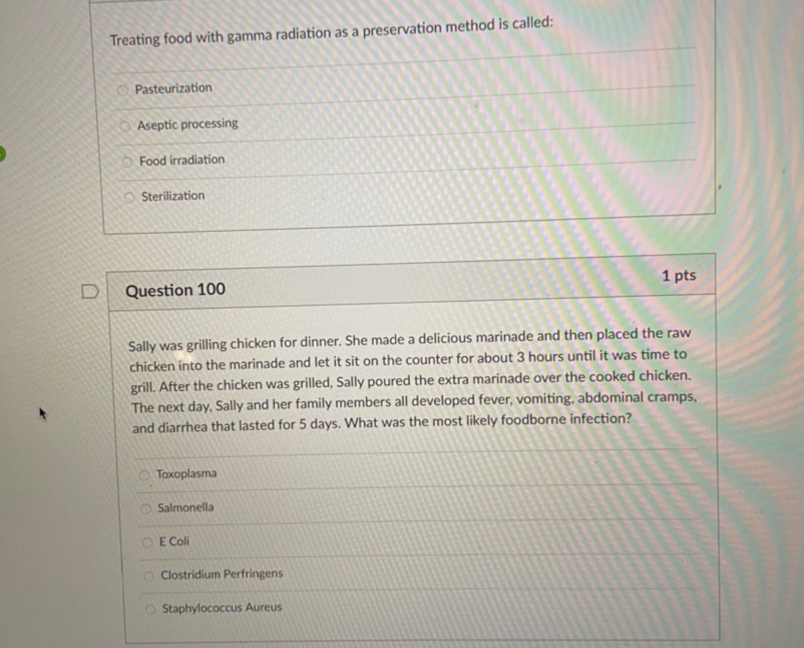 Solved Treating food with gamma radiation as a preservation | Chegg.com