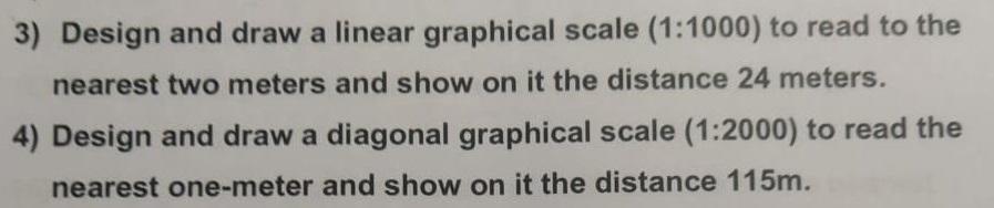 Solved 3) Design and draw a linear graphical scale (1:1000) | Chegg.com