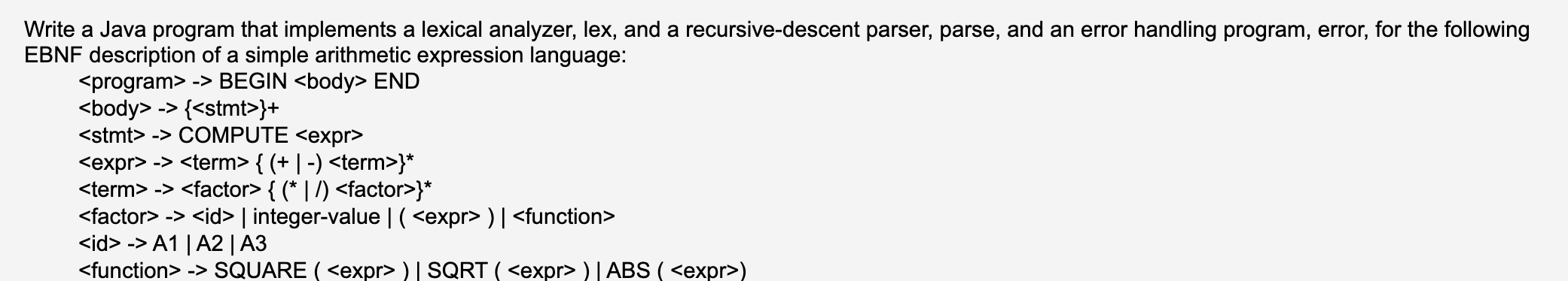 Solved Write a Java program that implements a lexical | Chegg.com