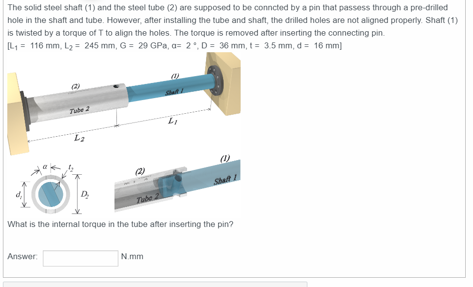 Solved The solid steel shaft (1) and the steel tube (2) are | Chegg.com