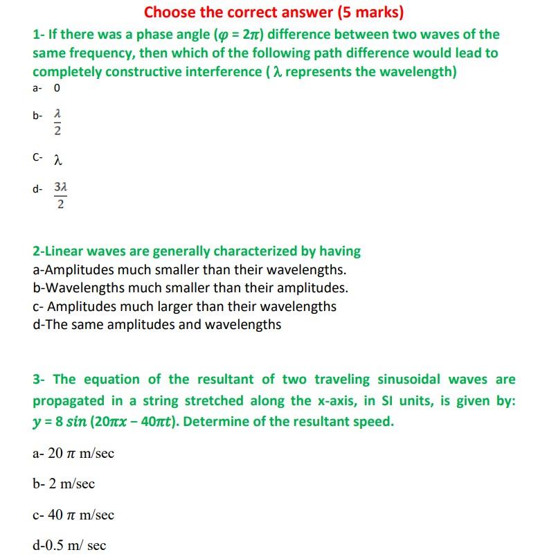 Solved 1- If there was a phase angle (φ=2π) difference | Chegg.com
