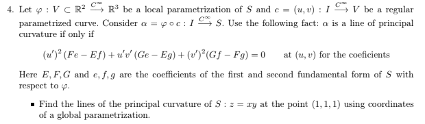 4. Let : VC R2 R3 be a local parametrization of S and | Chegg.com