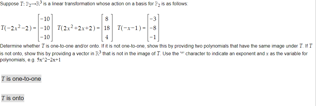 Solved Suppose T: P2-R3 is a linear transformation whose | Chegg.com