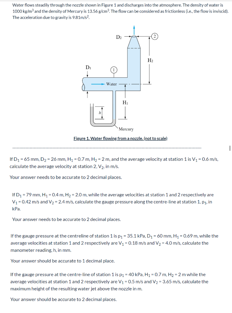 Solved Water flows steadily through the nozzle shown in | Chegg.com