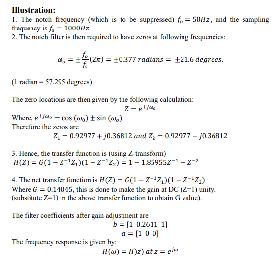 Solved A notch filter to eliminate ECG power line | Chegg.com