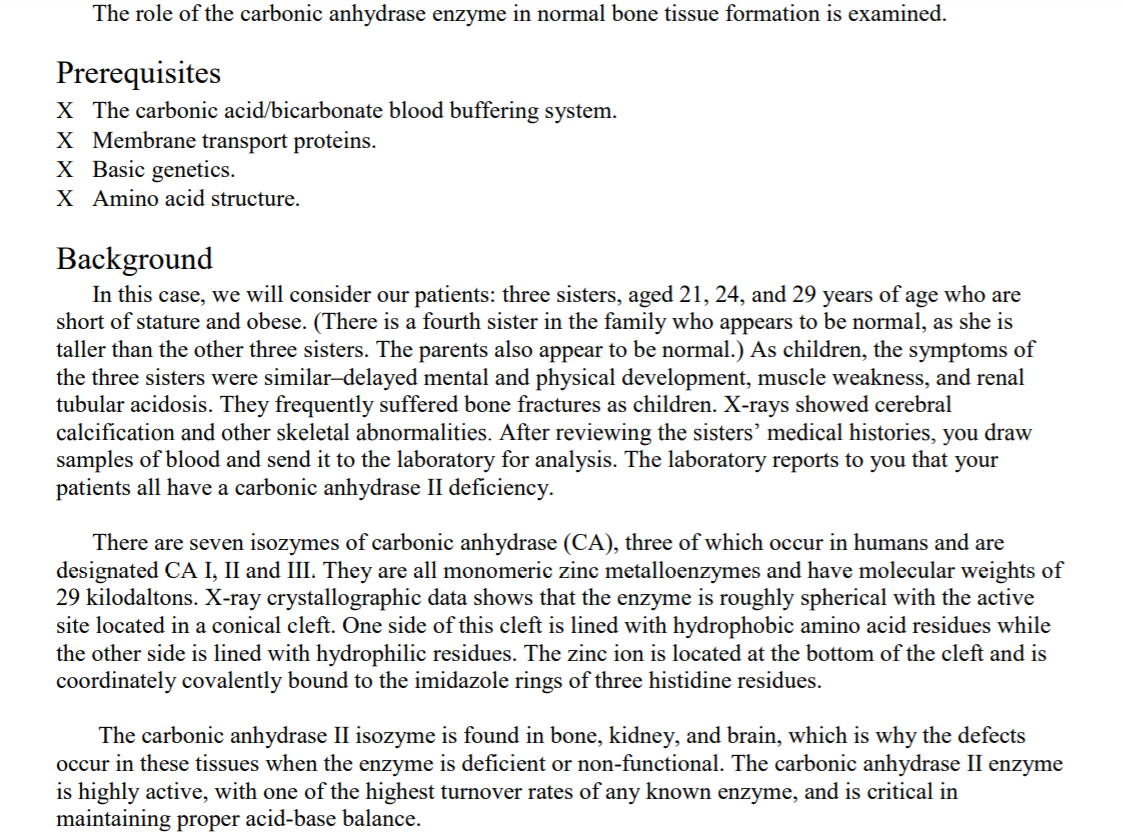 Solved Questions 1. Carbonic anhydrase catalyzes the | Chegg.com