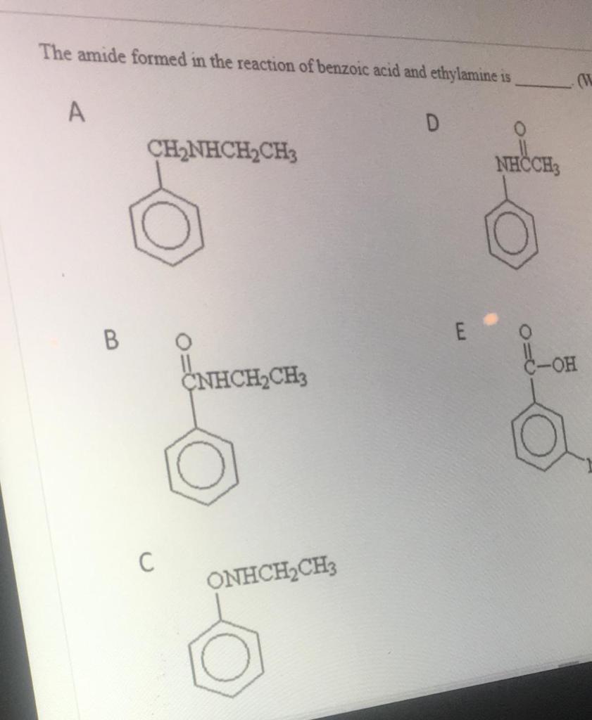 Solved The amide formed in the reaction of benzoic acid and | Chegg.com