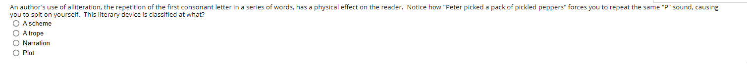 Solved An author's use of alliteration, the repetition of | Chegg.com