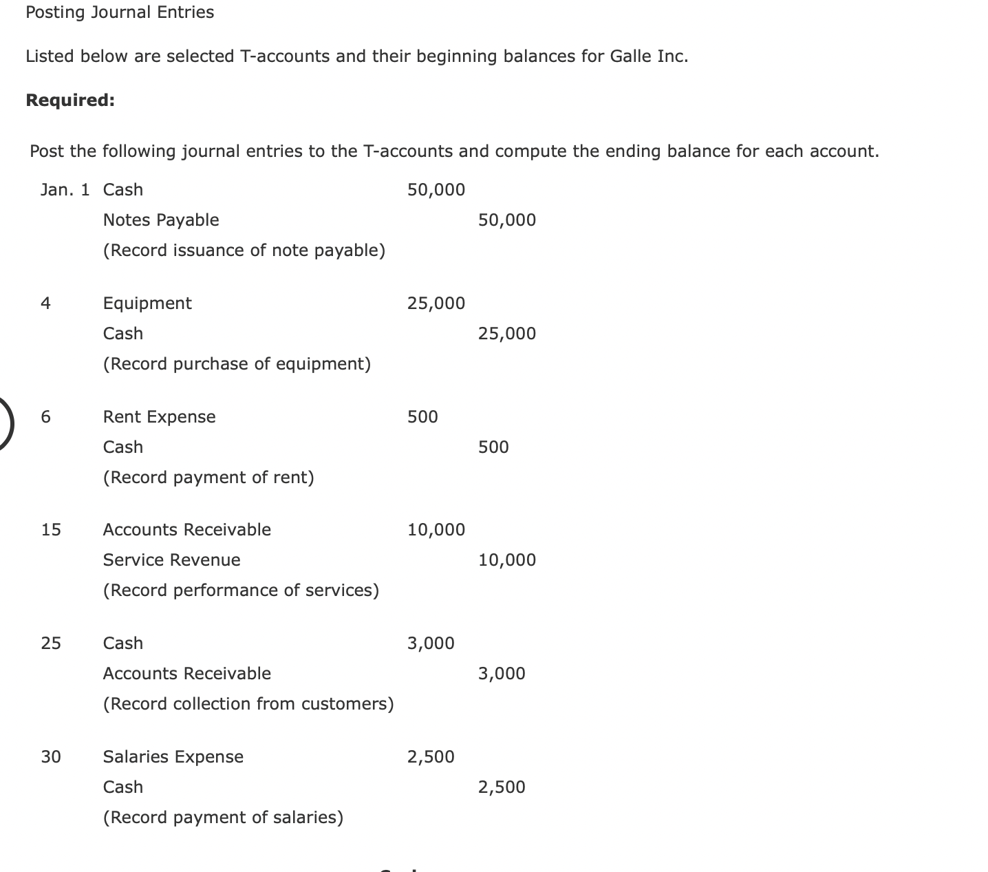 Solved Posting Journal EntriesListed below are selected | Chegg.com