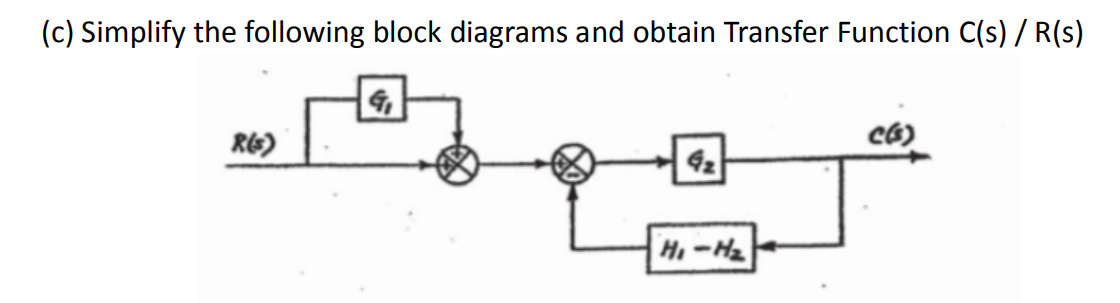 Solved Simplify the following block diagrams and obtain | Chegg.com
