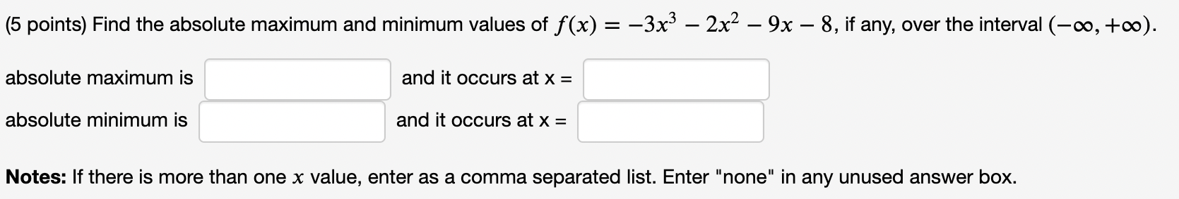 Solved (5 ﻿points) ﻿Find the absolute maximum and minimum | Chegg.com