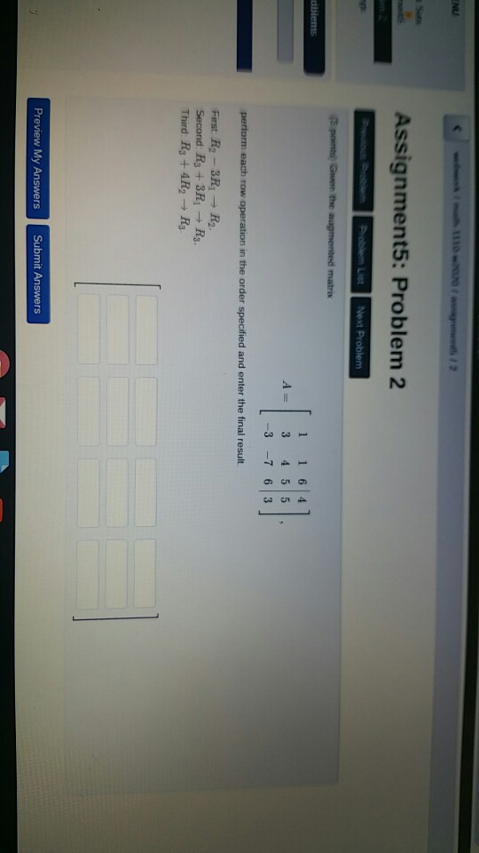 Solved INU Assignment5: Problem 2 Poblem List Next Problem 3 | Chegg.com