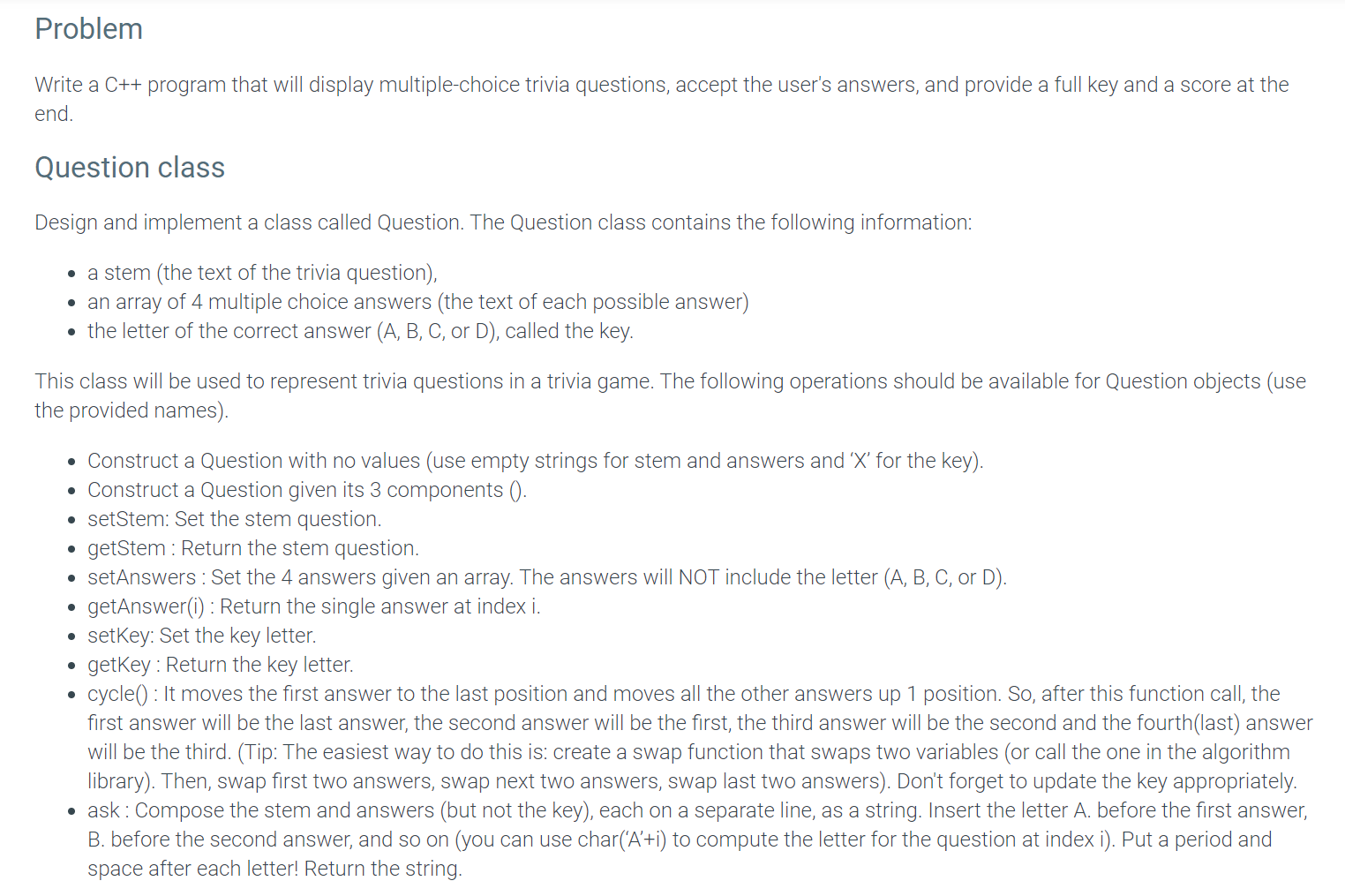 Solved Problem Write a C++ program that will display | Chegg.com