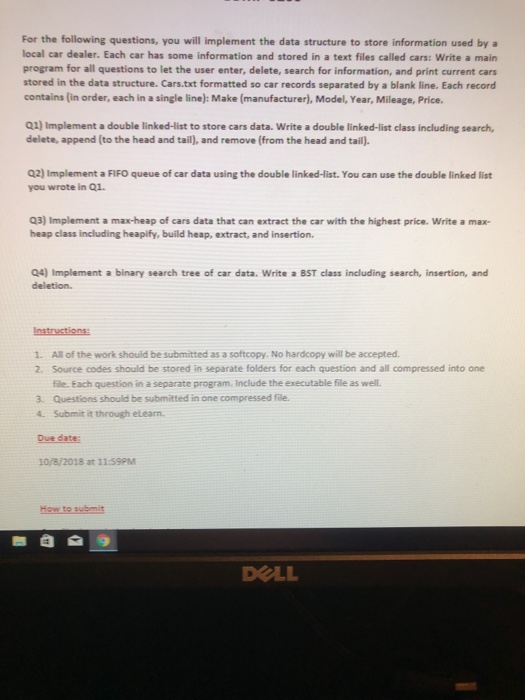 Solved For the following questions, you will implement the | Chegg.com