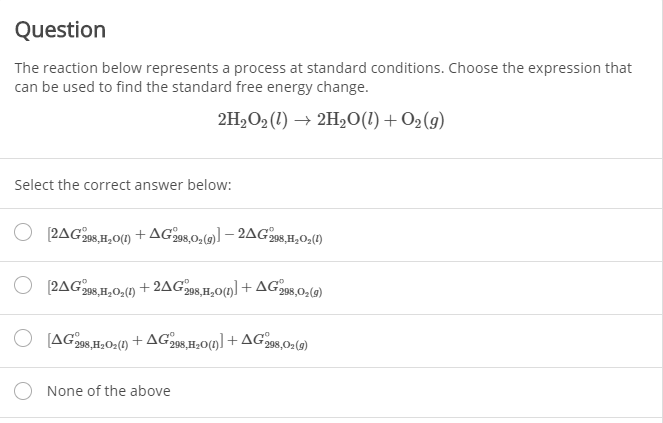 Solved Question The reaction below represents a process at | Chegg.com