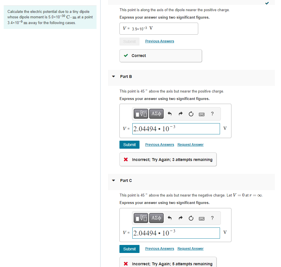 Solved Calculate the electric potential due to a tiny dipole | Chegg.com