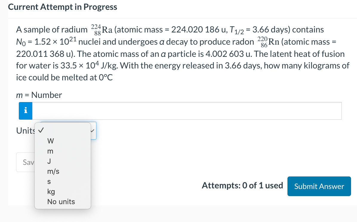 Solved A sample of radium 88224Ra (atomic mass | Chegg.com