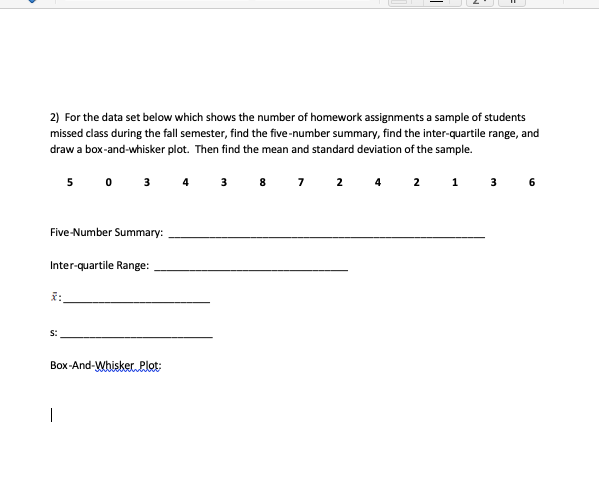 Solved 2) For the data set below which shows the number of | Chegg.com