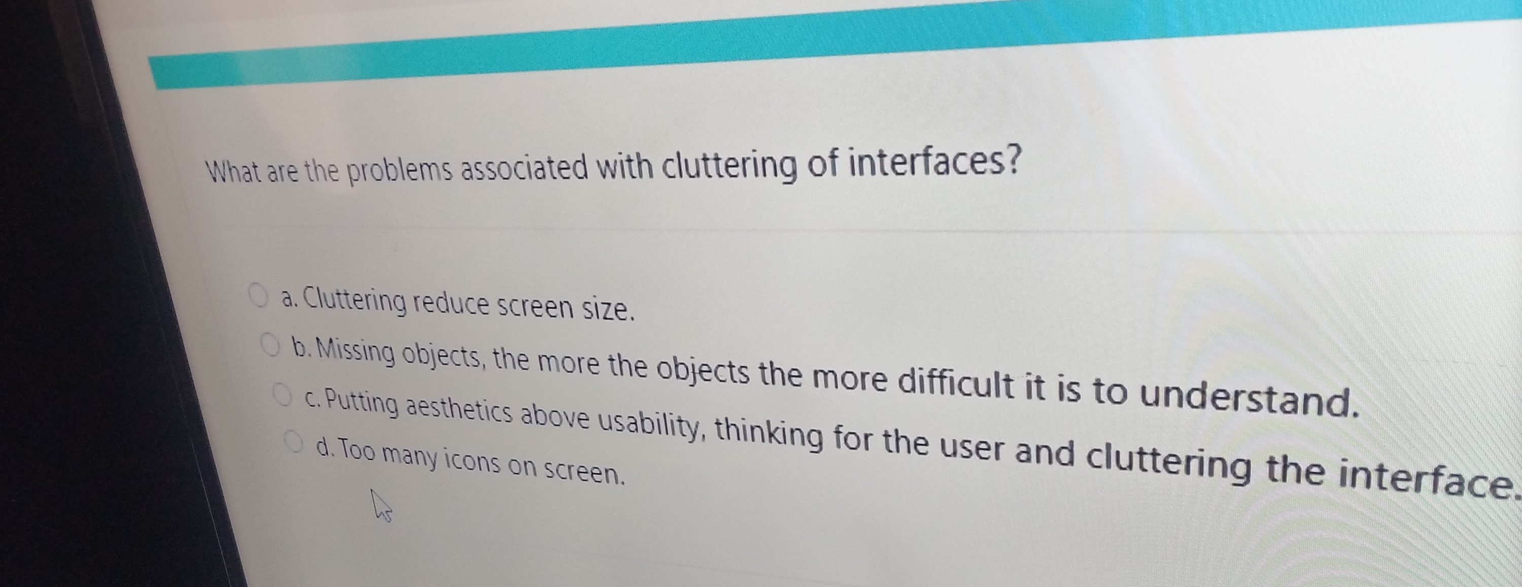 Solved What are the problems associated with cluttering of | Chegg.com