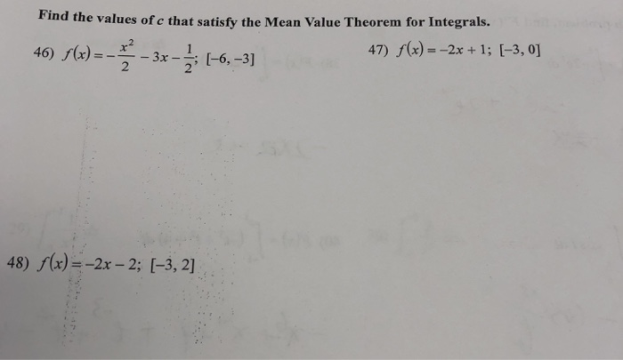 Solved Find the values of c that satisfy the Mean Value | Chegg.com