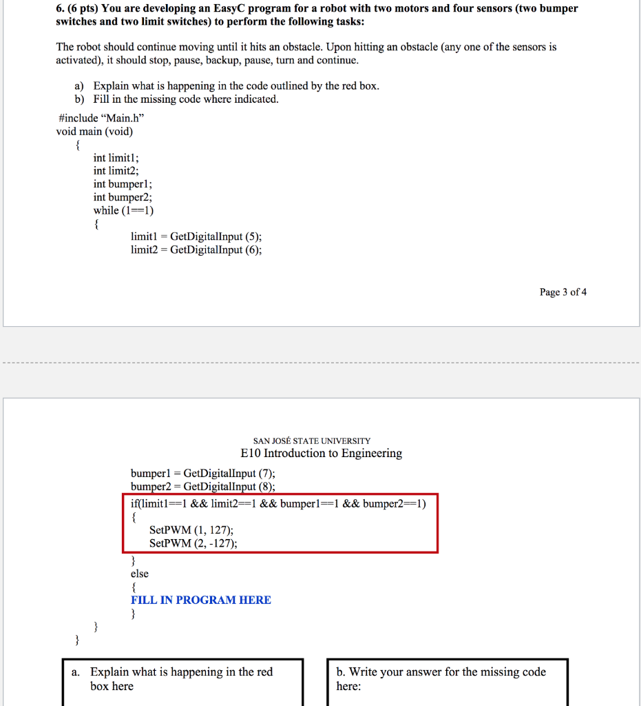 Solved 6. (6 pts) You are developing an EasyC program for a | Chegg.com