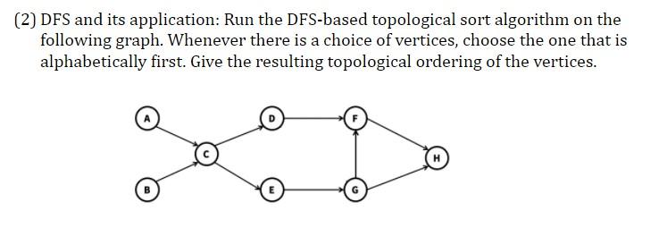 Solved (2) DFS and its application: Run the DFS-based | Chegg.com