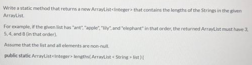Solved Write a static method that returns a new | Chegg.com