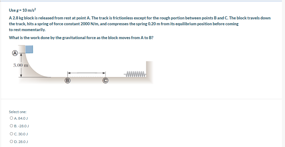 Solved Use g = 10 m/s2 A 2.8 kg block is released from rest | Chegg.com