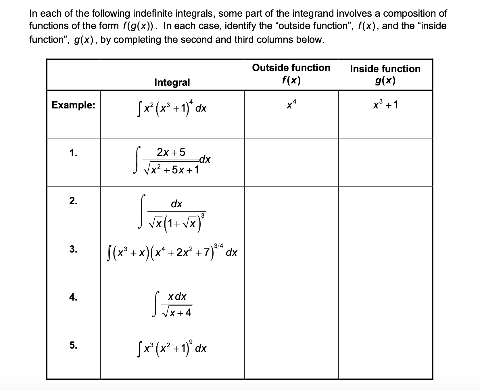 Solved n each of the following indefinite integrals, some | Chegg.com