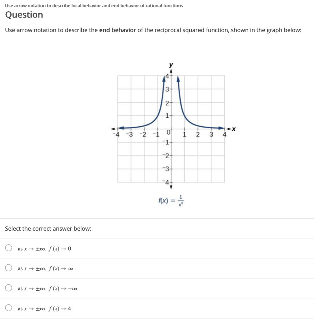 Solved Use arrow notation to describe local behavior and end | Chegg.com