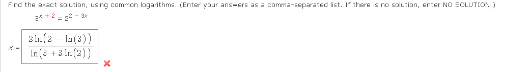 Solved Find the exact solution, using common logarithms. | Chegg.com