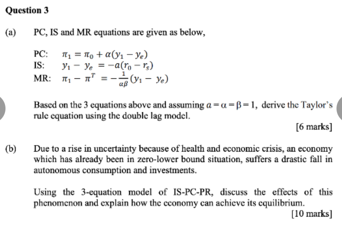 Solved PC, IS and MR equations are given as below, PC: | Chegg.com