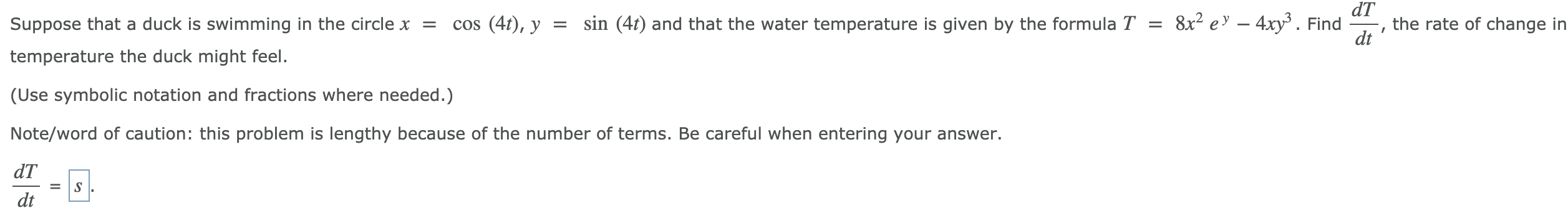 Solved cos (4t), y sin (4t) and that the water temperature | Chegg.com