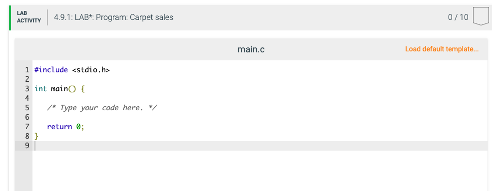 Solved 4.9 LAB*: Program: Carpet sales Program | Chegg.com