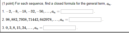 Solved For each sequence, find a closed formula for the | Chegg.com
