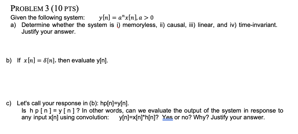 Solved Problem 3 10 Pts Given The Following System 