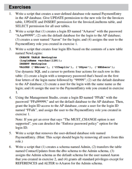 Solved Exercises 1. Write a script that creates a | Chegg.com