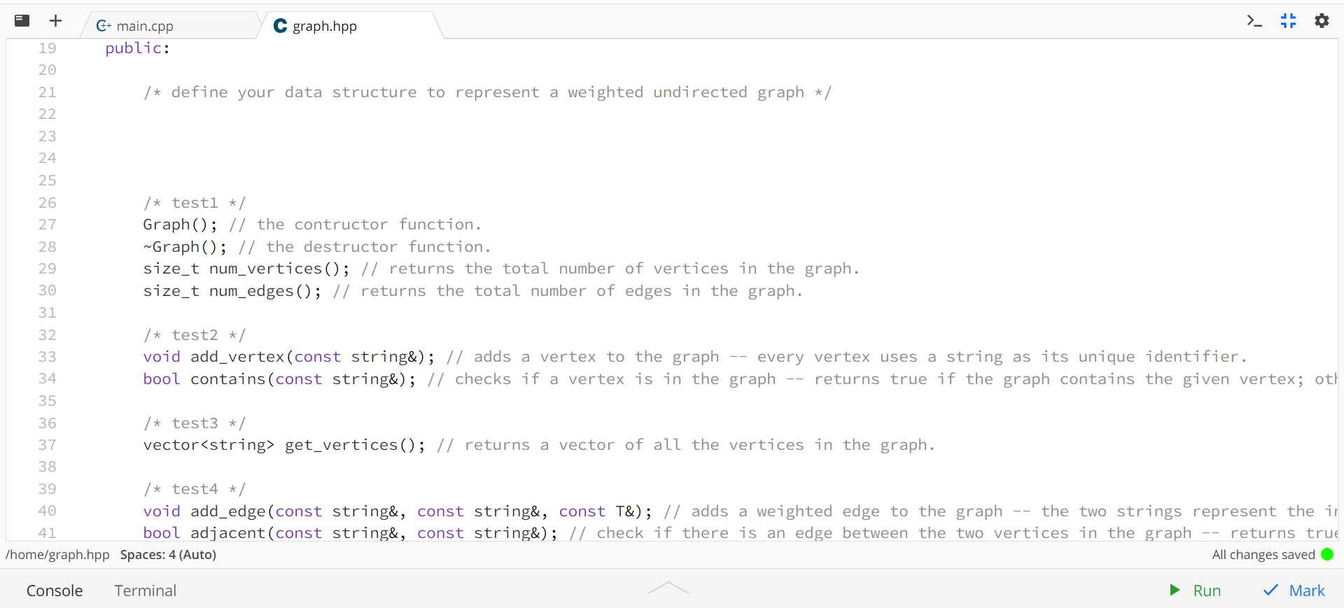 Solved main.cpp #include "graph.hpp" int main() { Graph | Chegg.com