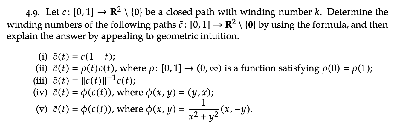 Determine the winding numbers of the following paths | Chegg.com