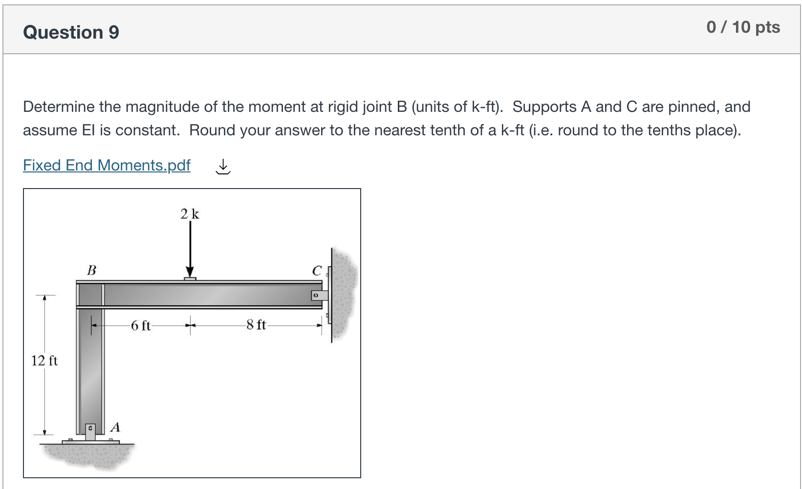 Solved A) Determine the magnitude of the moment at rigid | Chegg.com
