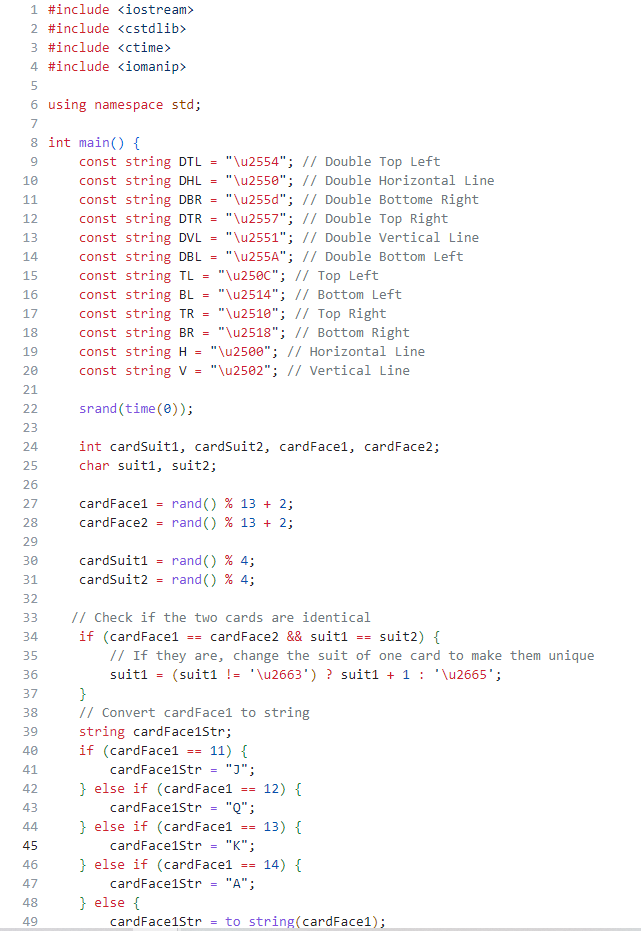 Solved I'm having trouble with the spacing of the cards in | Chegg.com