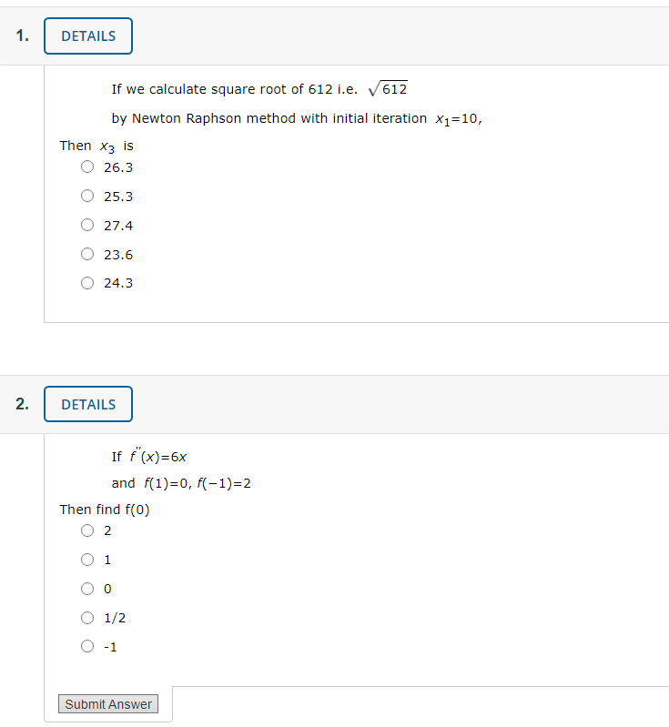 Solved 1 DETAILS If We Calculate Square Root Of 612 I e Chegg