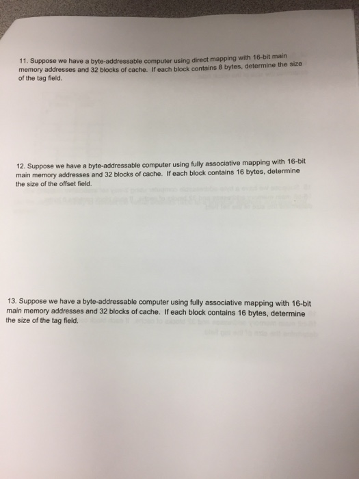 Solved 11. Suppose memory addresses and 32 blocks of cache. | Chegg.com